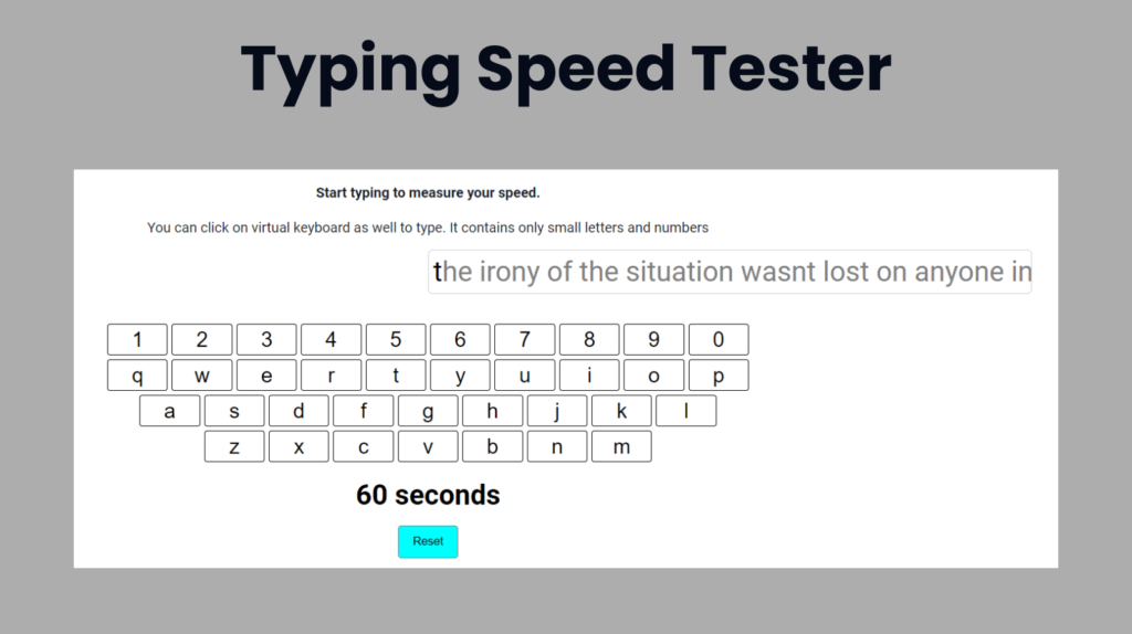 Typing Speed Tester Using Html Css And Javascript