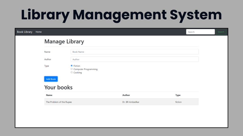 Library Management System Using Html Css And Javascript