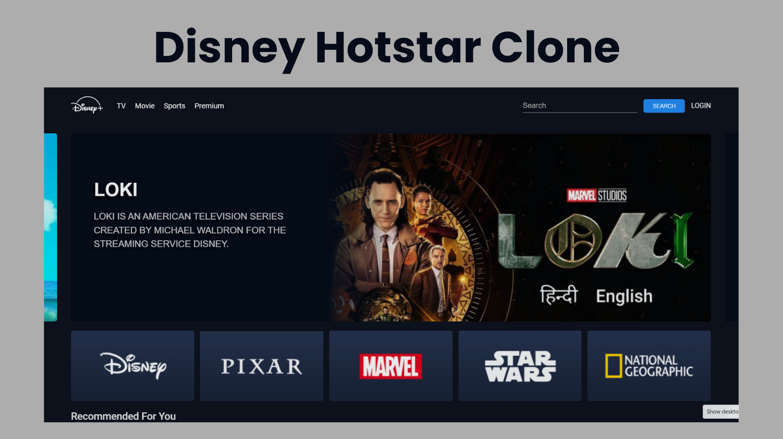 Disney Hotstar Clone Using Html Css And Javascript